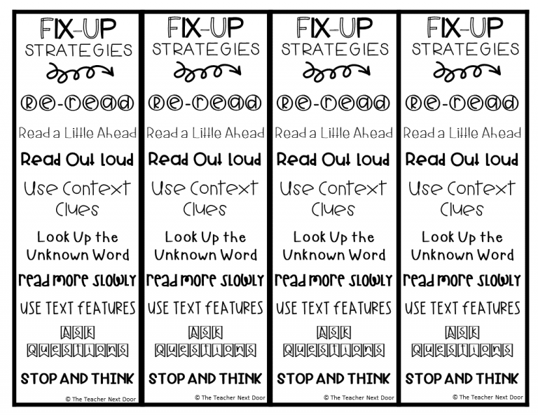 Reading Comprehension Fix-Up Strategies for Upper Elementary - The ...