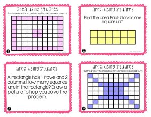 3rd Grade Area Using Unit Squares Task Cards | Area Using Squares Math ...
