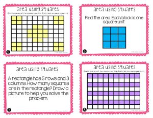3rd Grade Area Using Unit Squares Task Cards | Area Using Squares Math ...