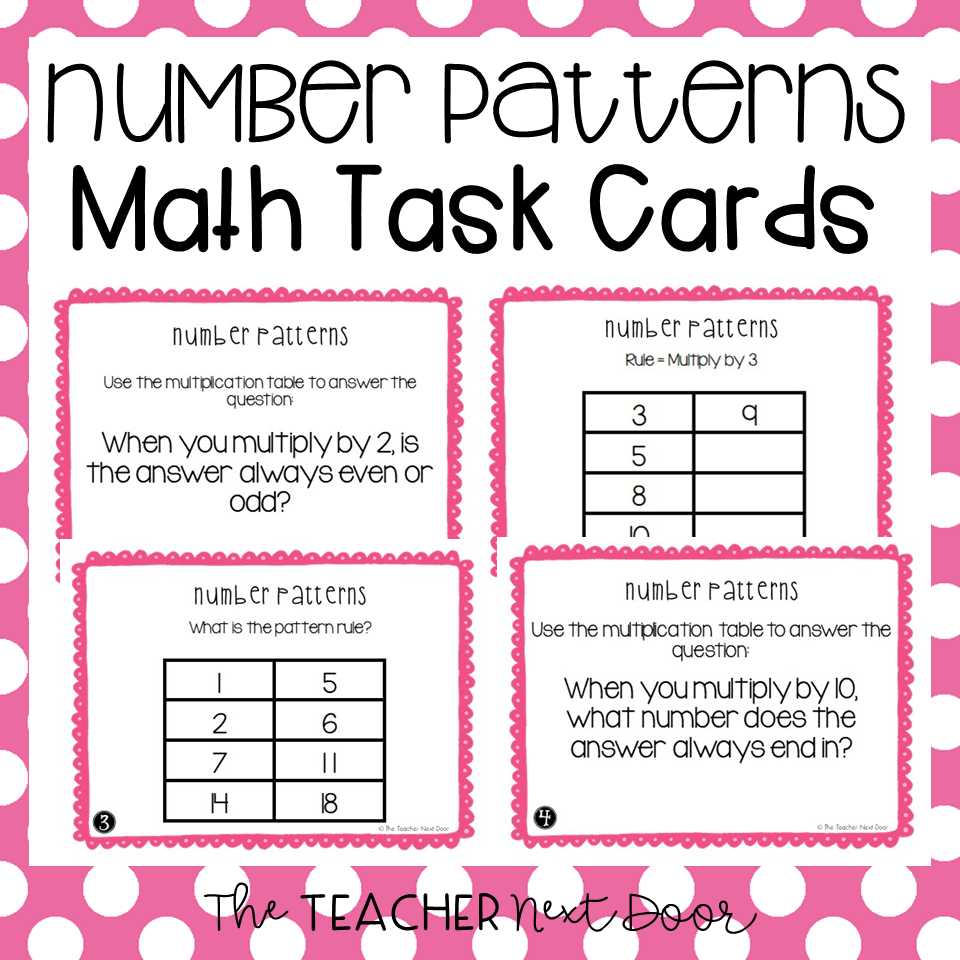 3rd Grade Number Patterns Math Task Cards Number Patterns Math Center 