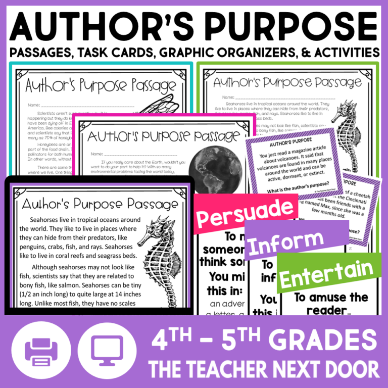 Author's Purpose Print and Digital for 4th and 5th Grades - The Teacher ...