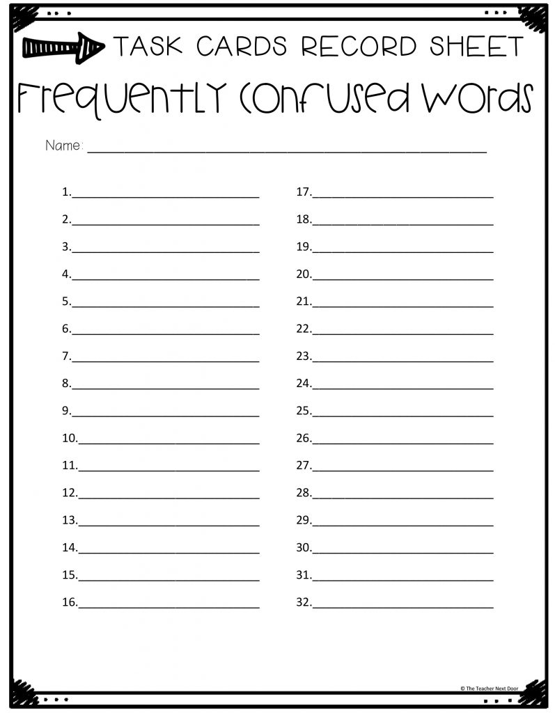 Frequently Confused Words Winter Task Cards - The Teacher Next Door