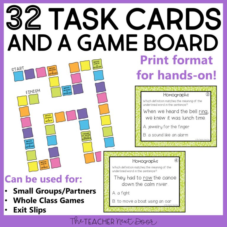 Homographs Grammar Game Print and Digital - The Teacher Next Door