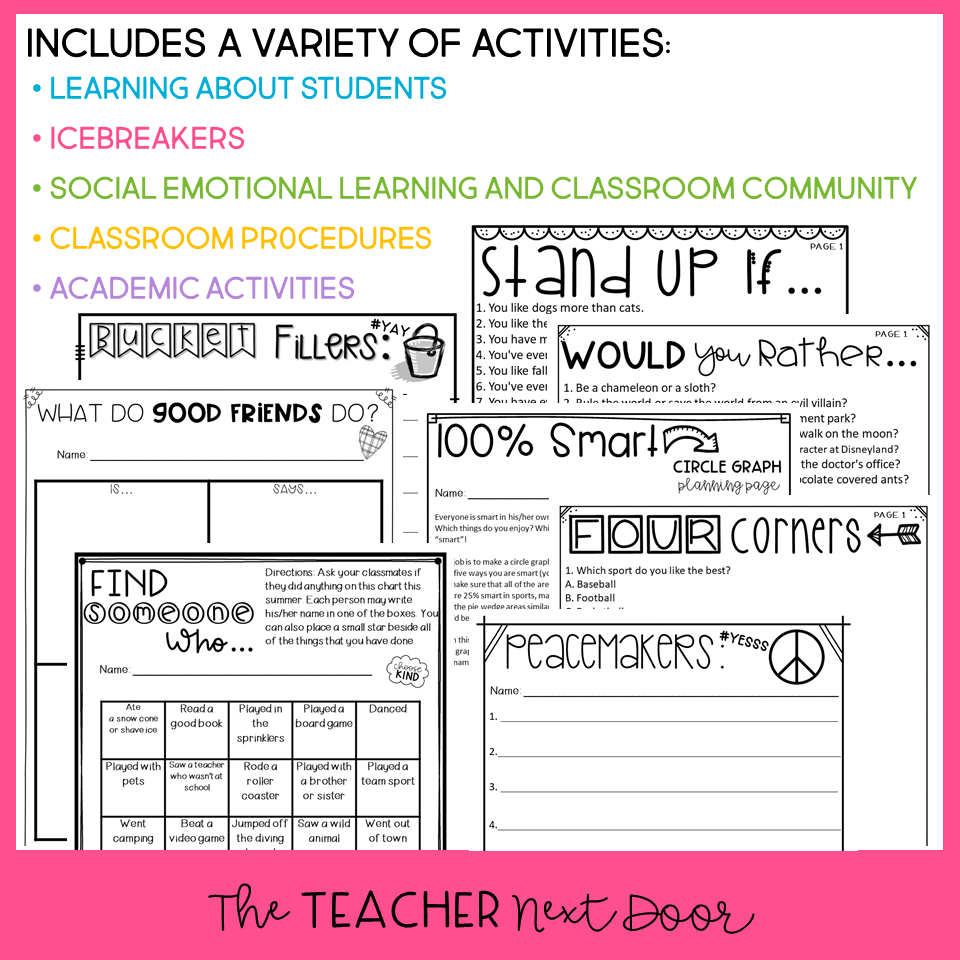 Back to School Activities Print and Digital - The Teacher Next Door